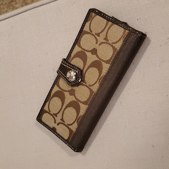 Coach | Bags | Coach Signature Monogram Slim Wallet | Poshmark